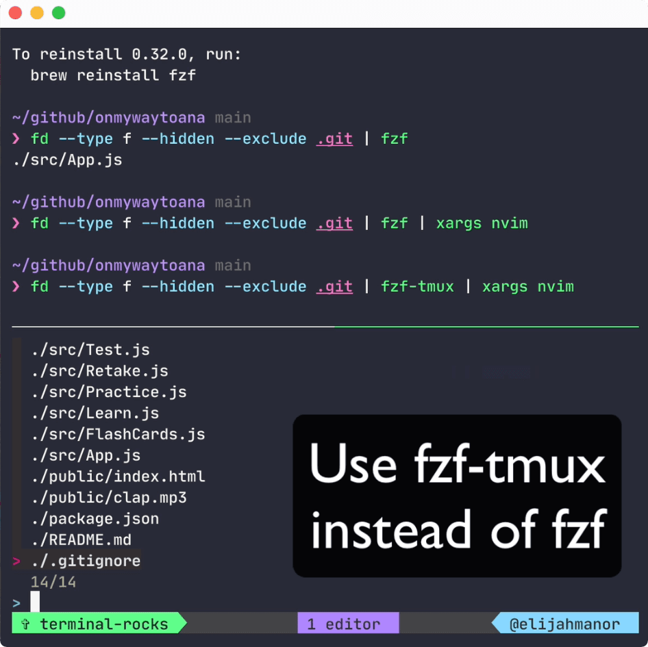 Hacking with fd, fzf, tmux, and neovim!