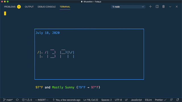 Position and Align Text inside a react-blessed Element