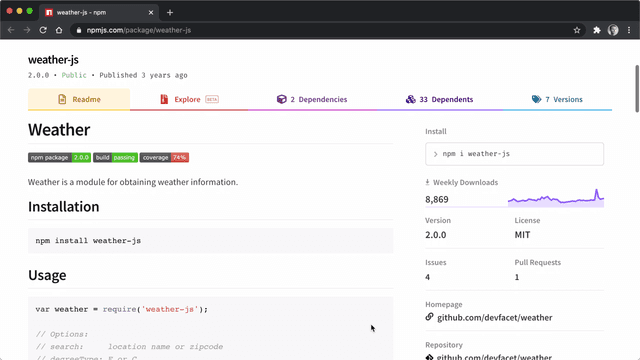Fetch the current weather with `weather-js` and display in `react-blessed`