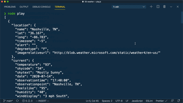 Fetch the current weather with `weather-js` and display in `react-blessed`