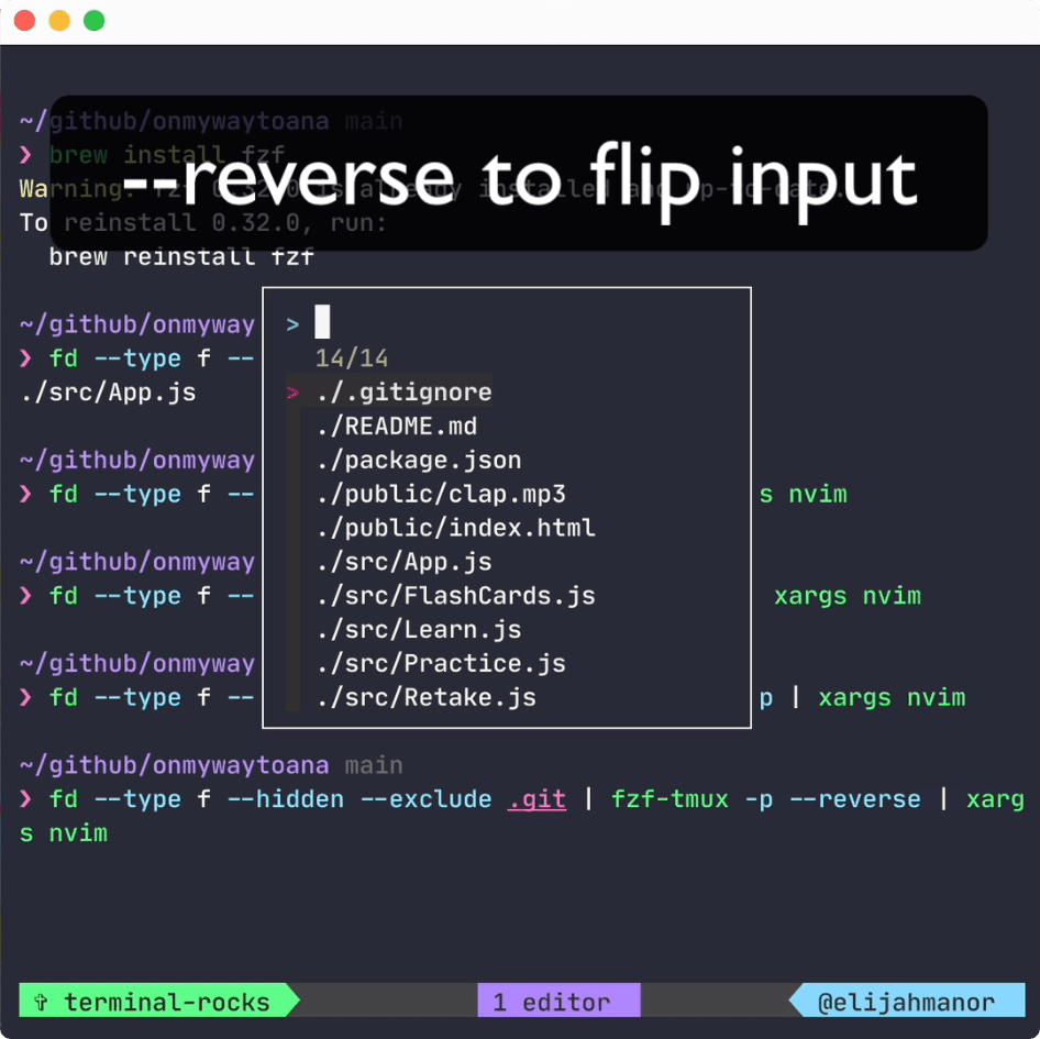 Hacking with fd, fzf, tmux, and neovim! Hacking with fd, fzf, tmux, and neovim!